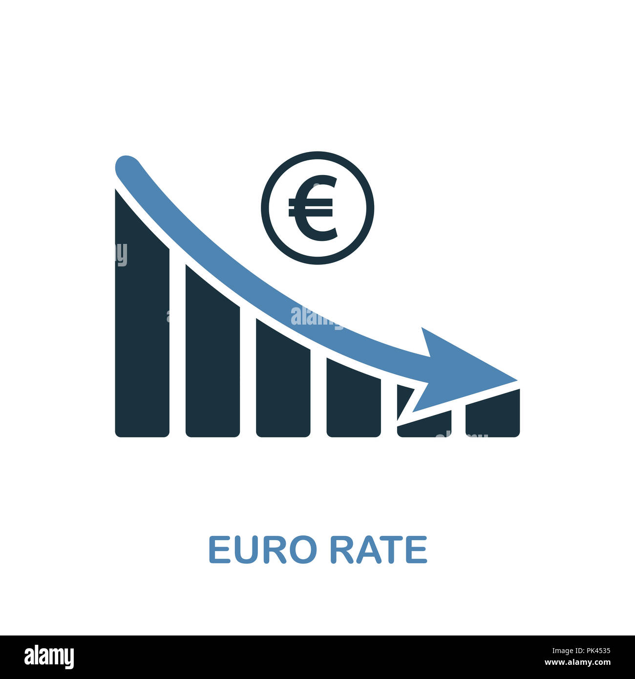 Euro Rate Decrease Graphic icon. Monochrome style design from diagram collection. UI. Pixel ...