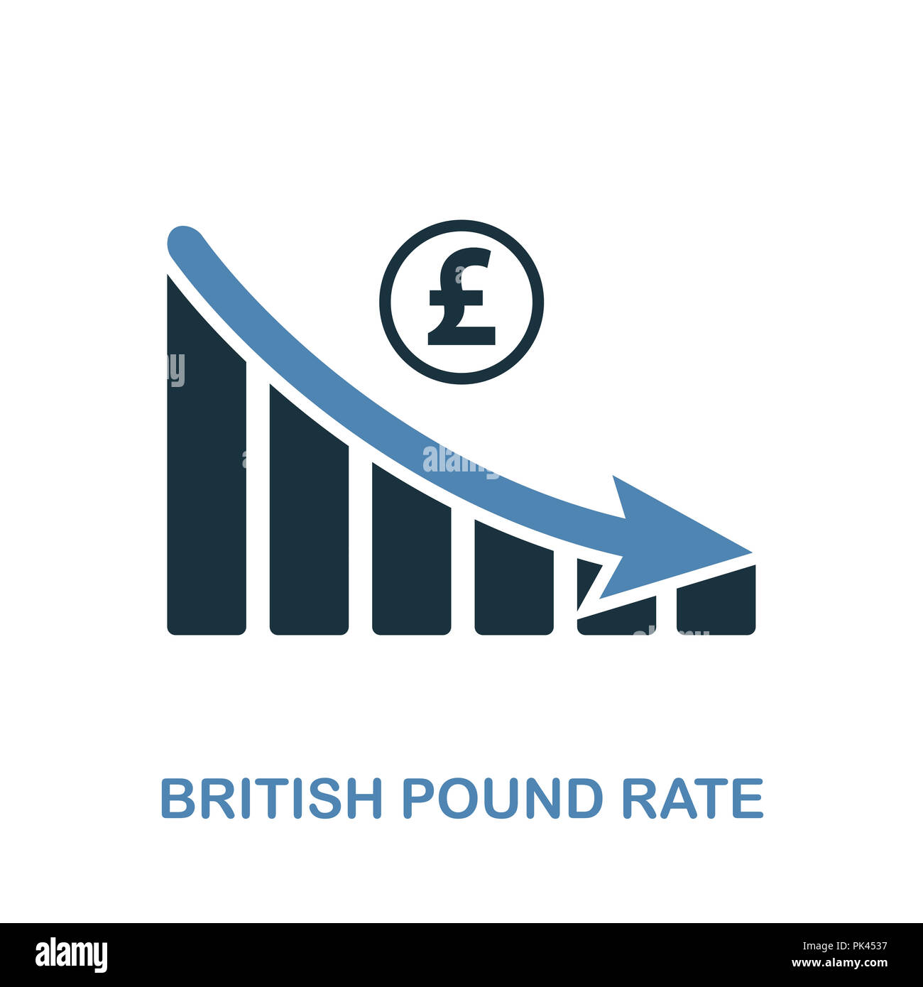 British Pound Rate Decrease Graphic icon. Monochrome style design from diagram collection. UI ...