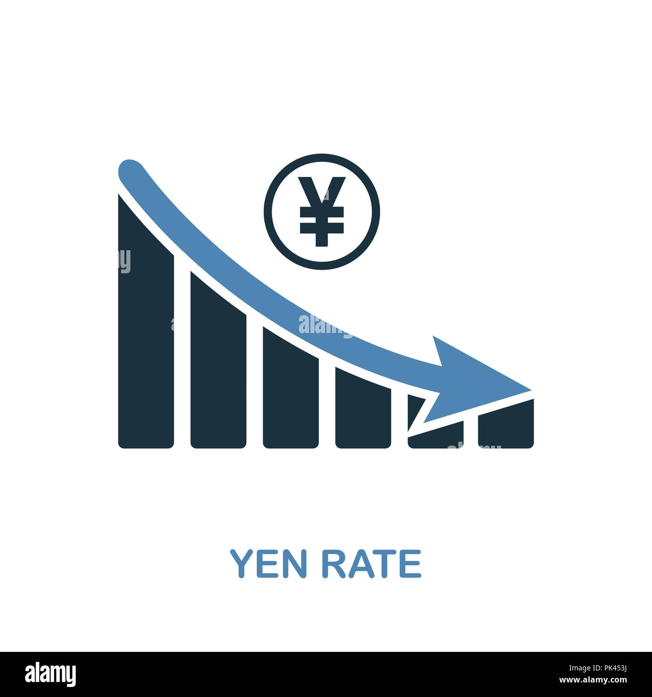Yen Rate Decrease Graphic icon. Monochrome style design from diagram ...