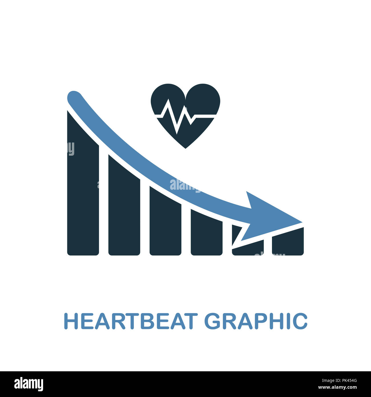 Heartbeat Decrease Graphic icon. Monochrome style design from diagram collection. UI. Pixel ...