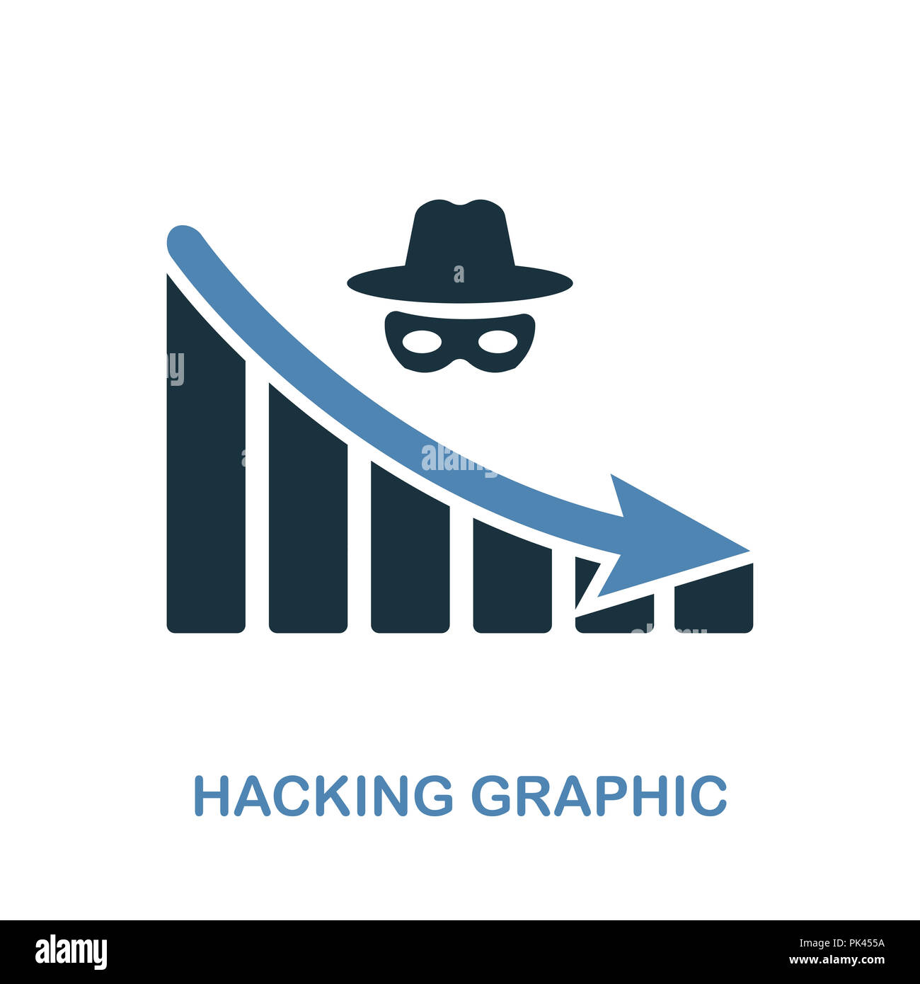 Hacking Decrease Graphic icon. Monochrome style design from diagram collection. UI. Pixel ...