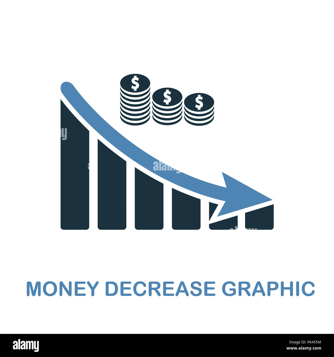 Money Decrease Graphic icon. Monochrome style design from diagram ...