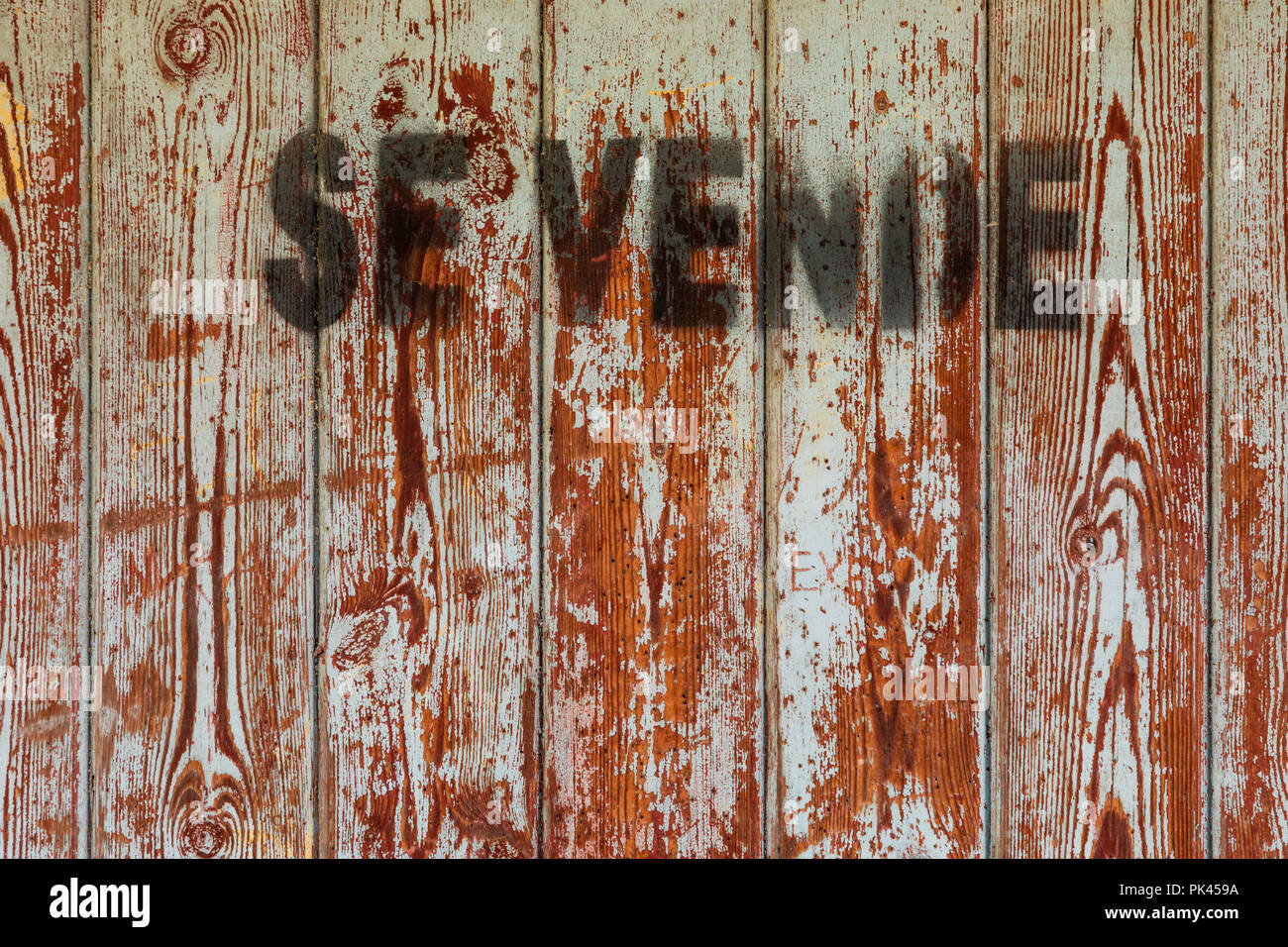 Rustic property for sale, wooden door Stock Photo - Alamy