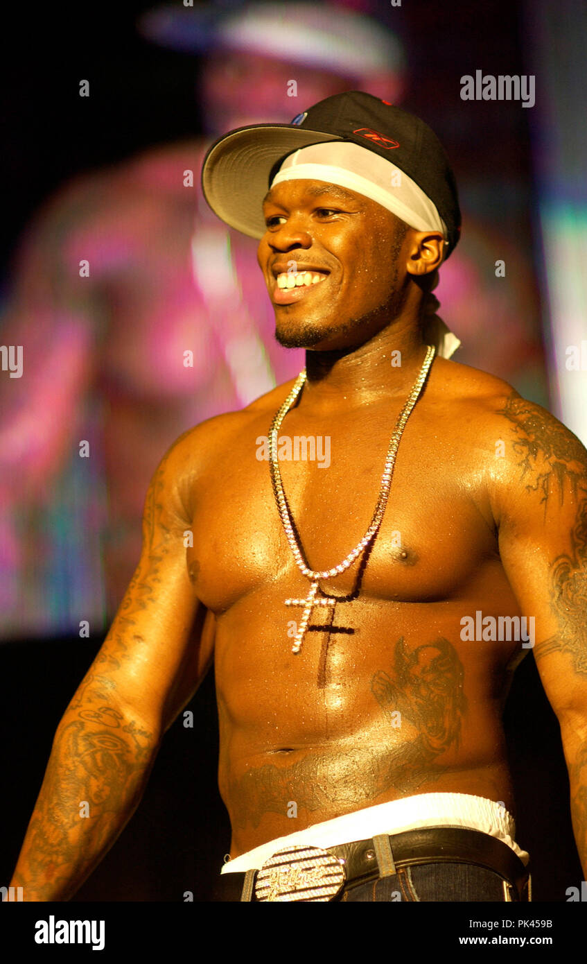 50Cent, amerikanischer Gangsta Rapper und Schauspieler, bei einem ...