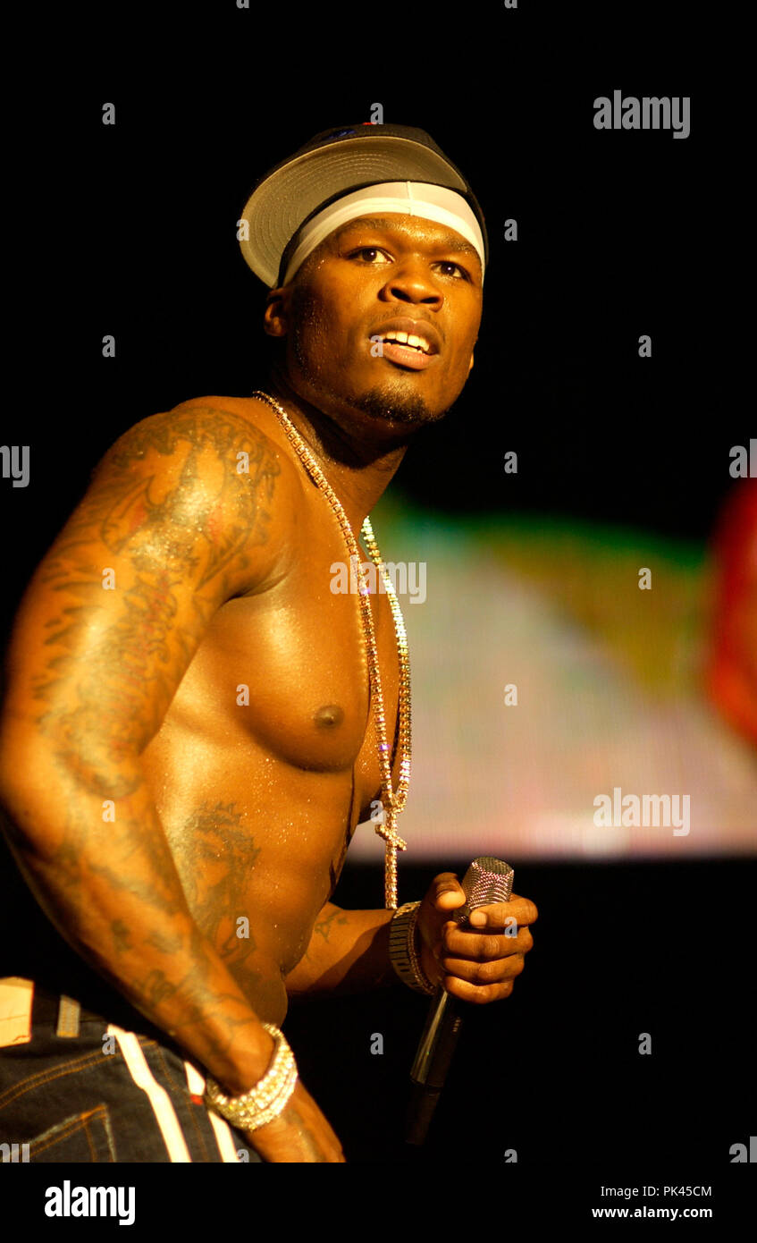 50Cent, amerikanischer Gangsta Rapper und Schauspieler, bei einem ...