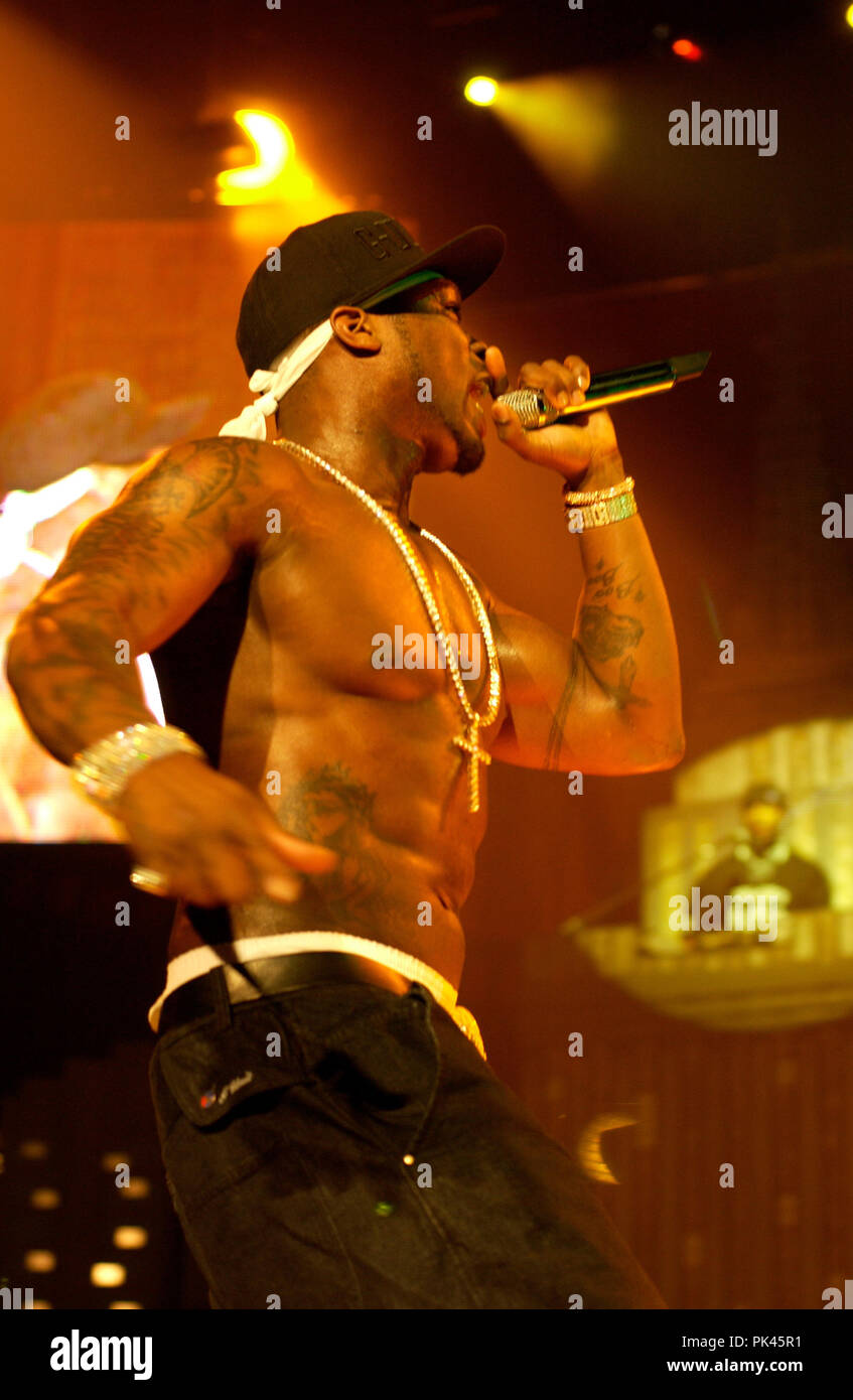 50Cent, amerikanischer Gangsta Rapper und Schauspieler, bei einem ...