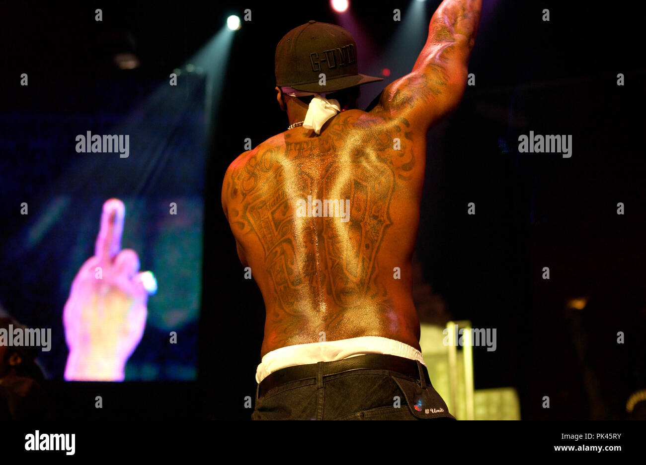 50Cent, amerikanischer Gangsta Rapper und Schauspieler, bei einem ...