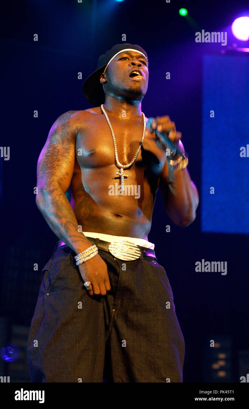 50Cent, amerikanischer Gangsta Rapper und Schauspieler, bei einem ...