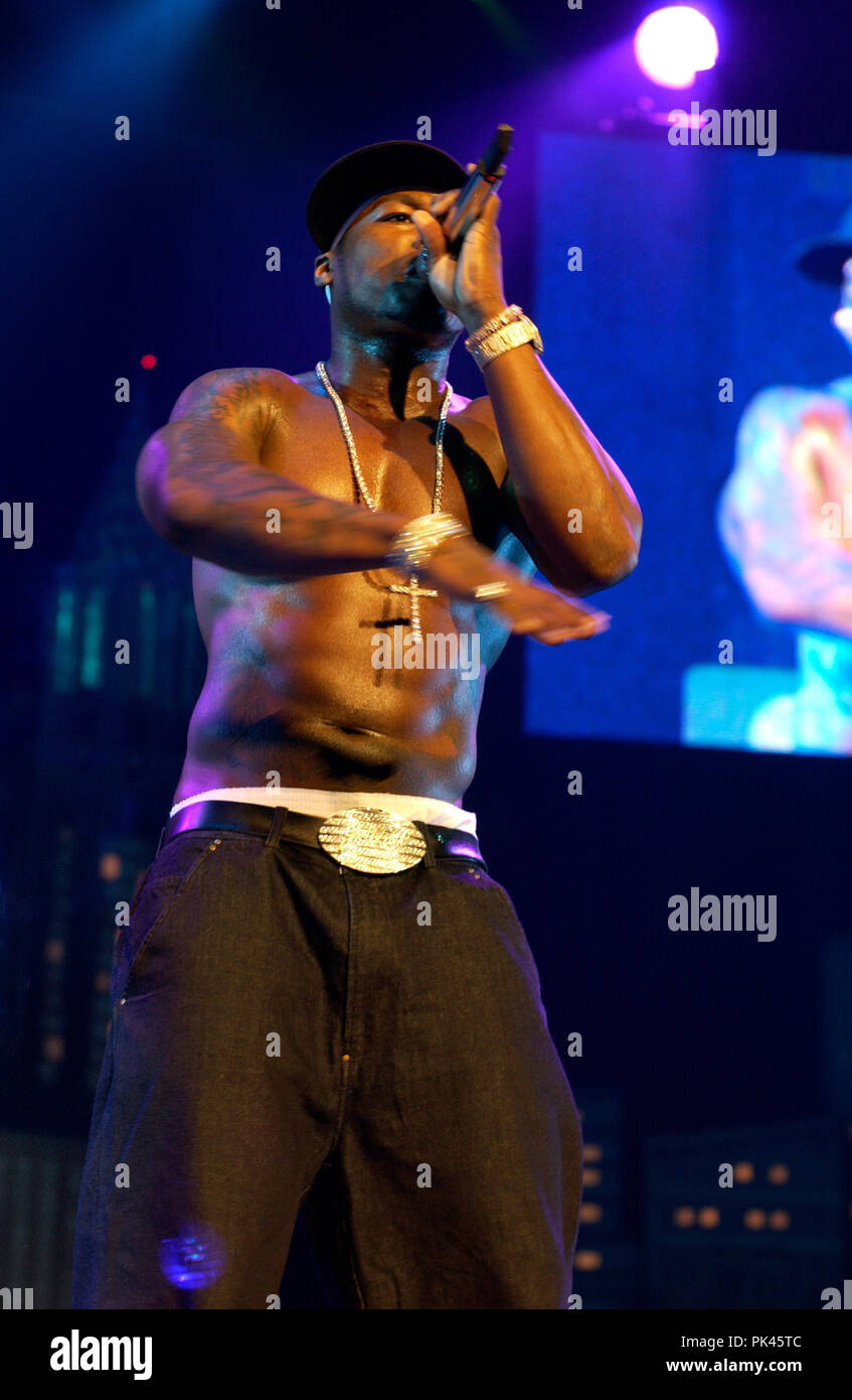 50Cent, amerikanischer Gangsta Rapper und Schauspieler, bei einem ...