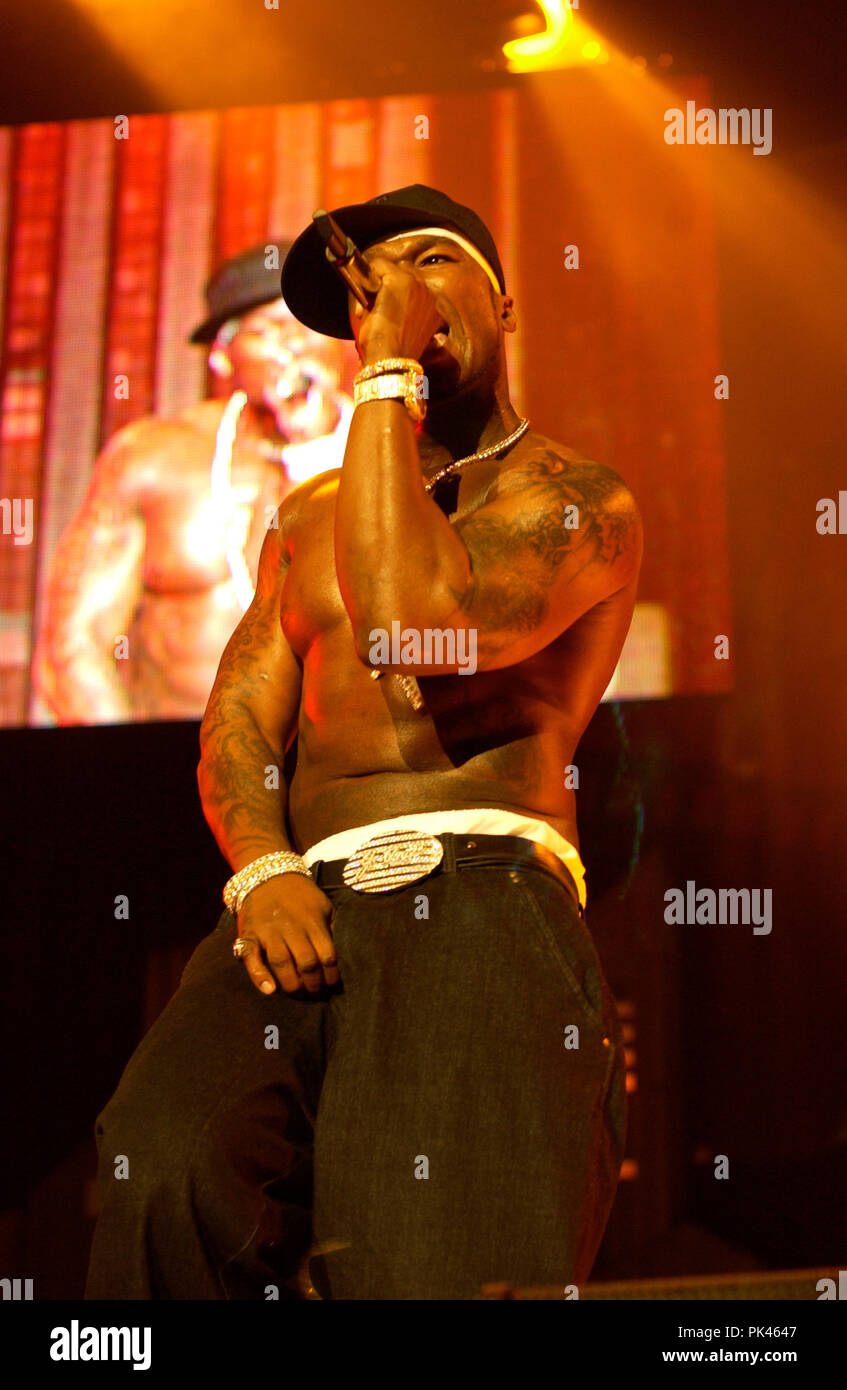 50Cent, amerikanischer Gangsta Rapper und Schauspieler, bei einem ...