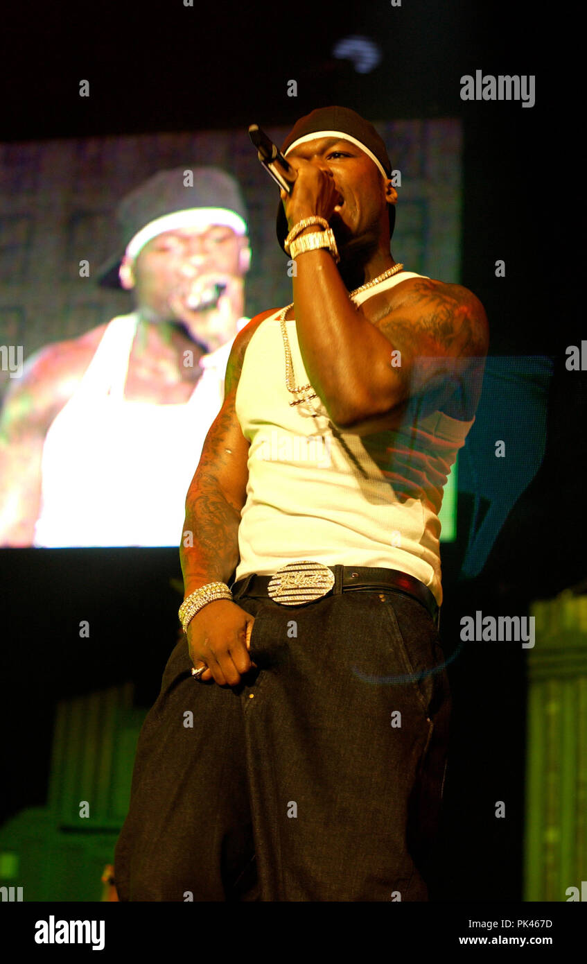 50Cent, amerikanischer Gangsta Rapper und Schauspieler, bei einem ...