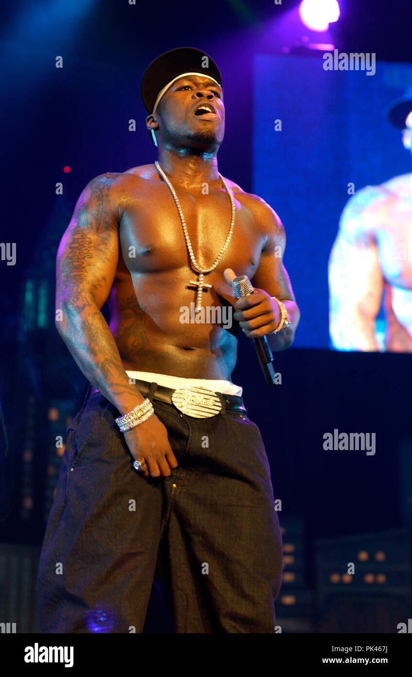 50Cent, amerikanischer Gangsta Rapper und Schauspieler, bei einem ...