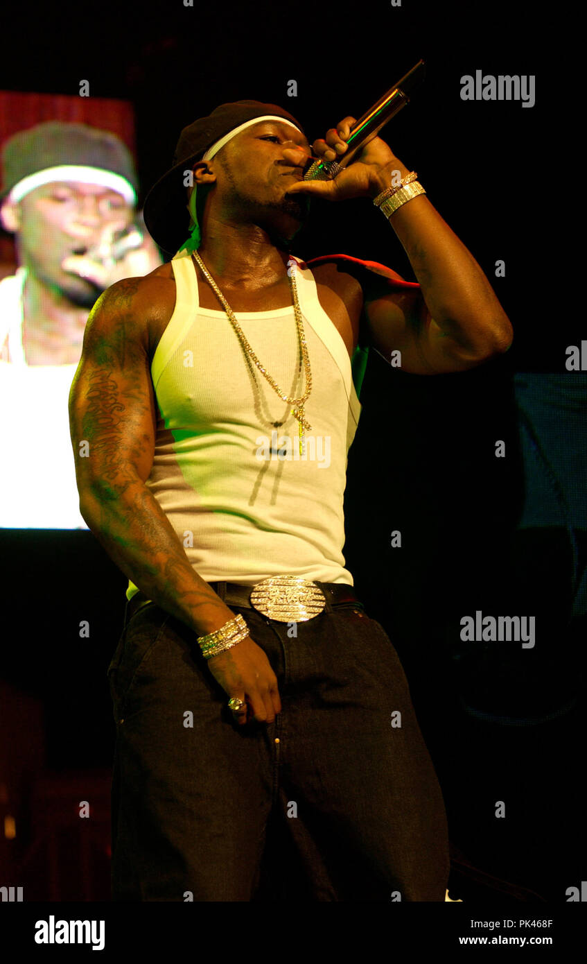 50Cent, amerikanischer Gangsta Rapper und Schauspieler, bei einem ...