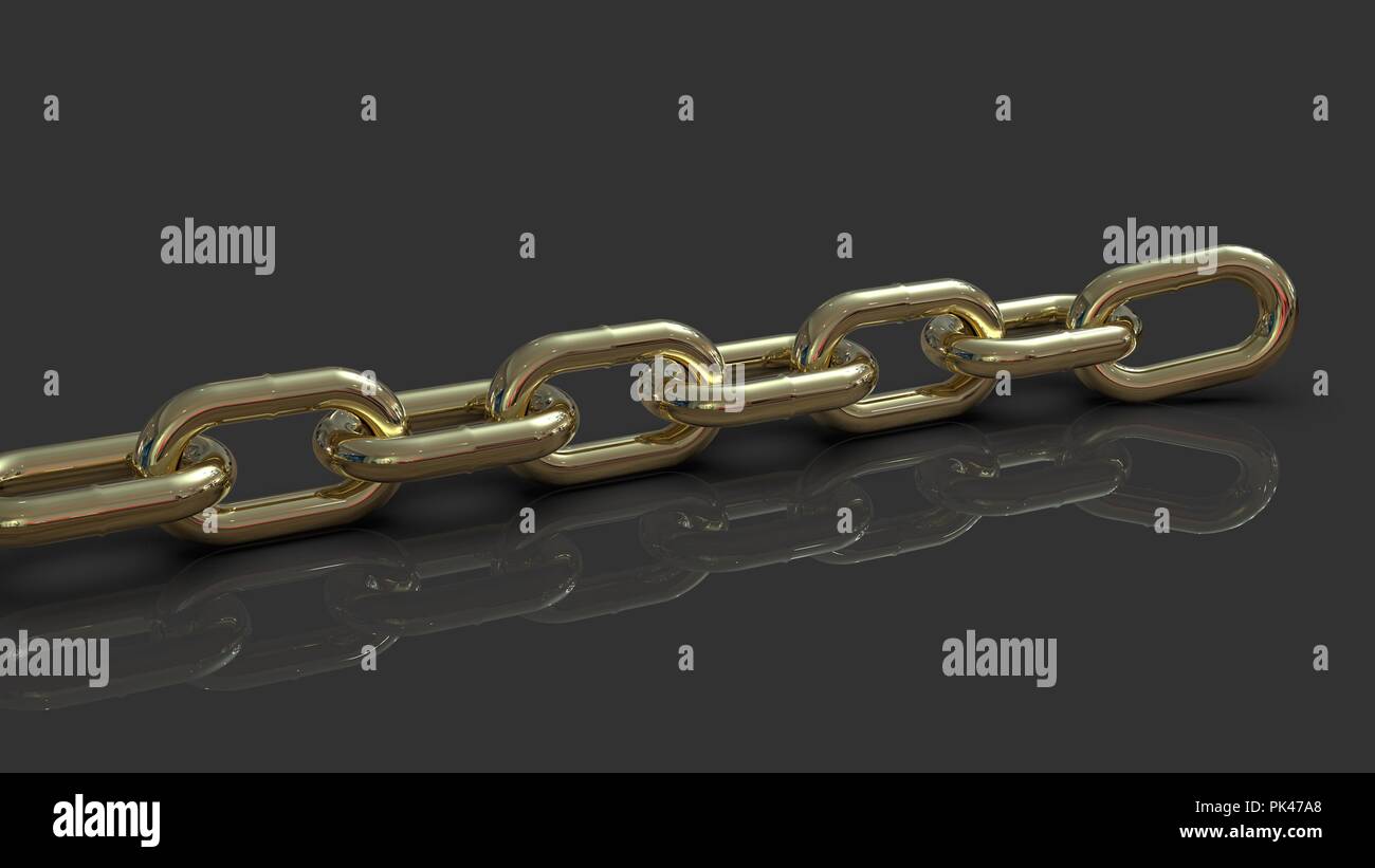 Golden chain 3D rendering on a gray background Stock Photo - Alamy