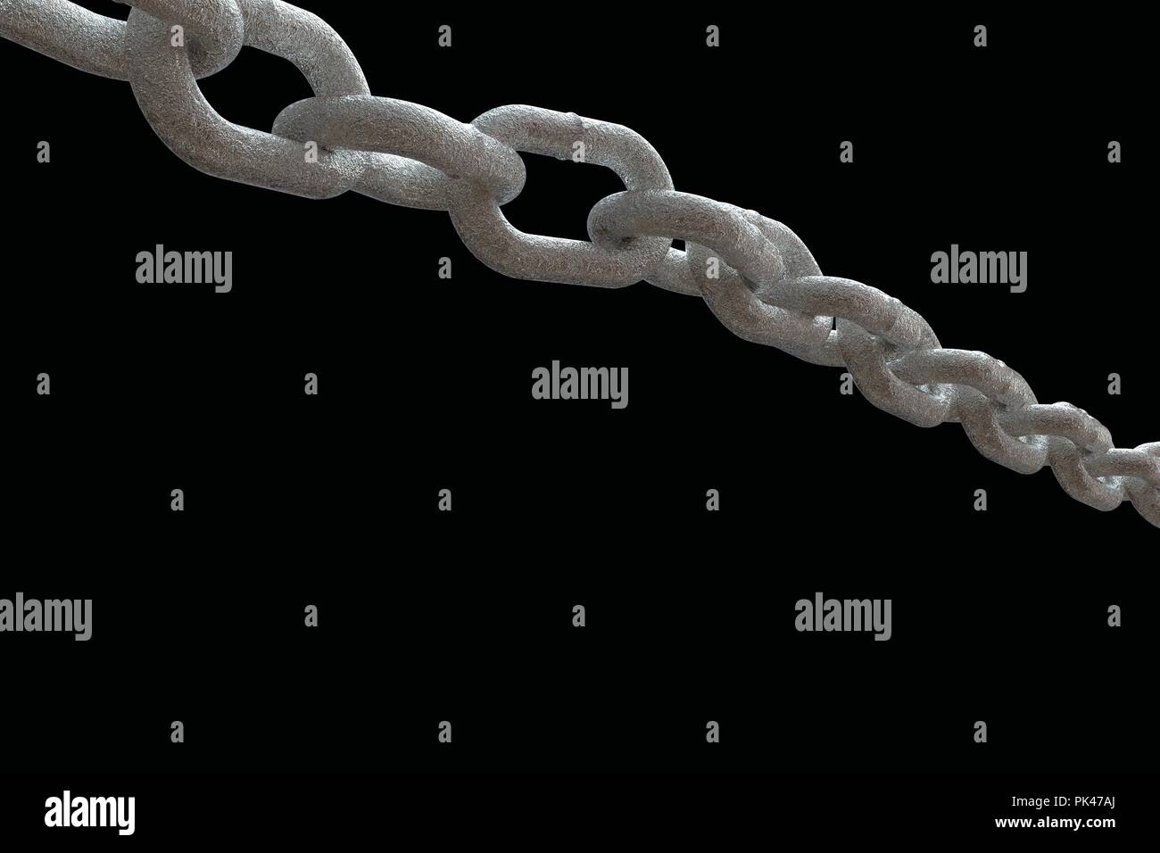 frozen metal chain 3D rendering Isolated on a black background Stock ...