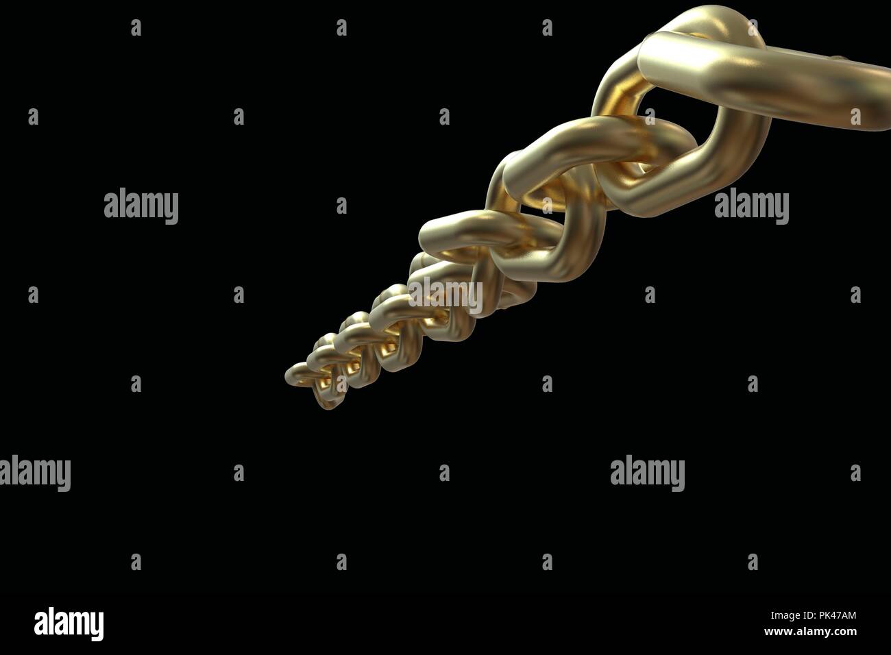 Golden chain 3D rendering Isolated on a black background Stock Photo ...