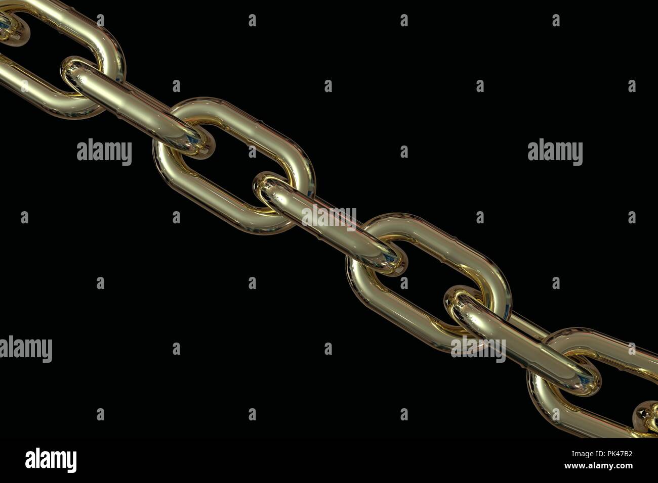 Golden chain 3D rendering Isolated on a black background Stock Photo ...