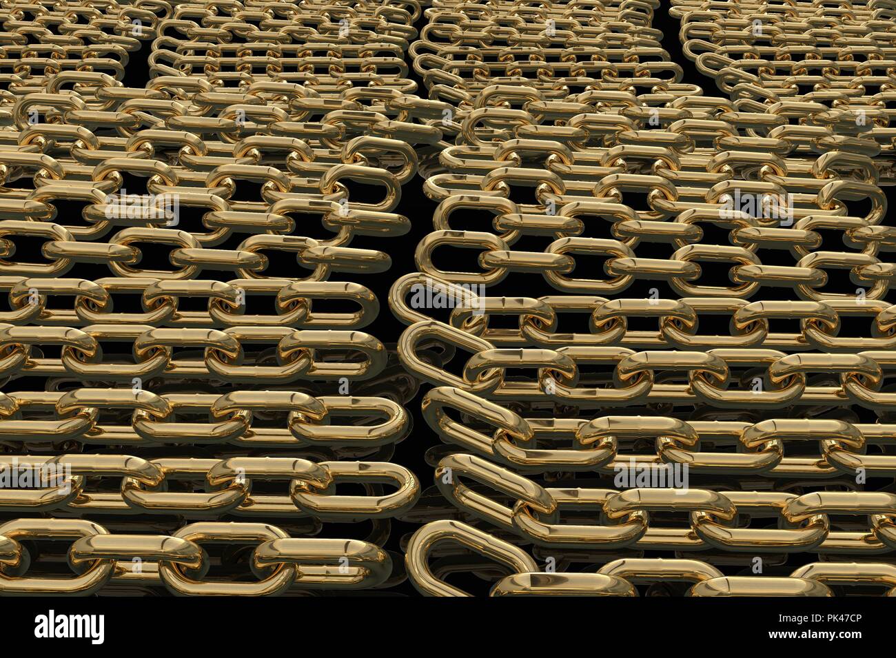 Multiple golden chains 3D rendering on a black background Stock Photo ...