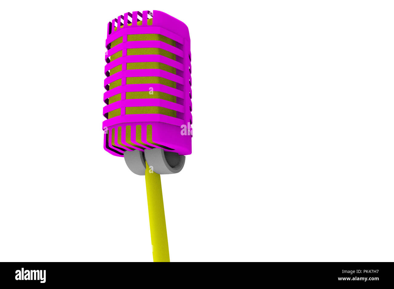 Vintage pink studio microphone 3D rendering isolated on white ...