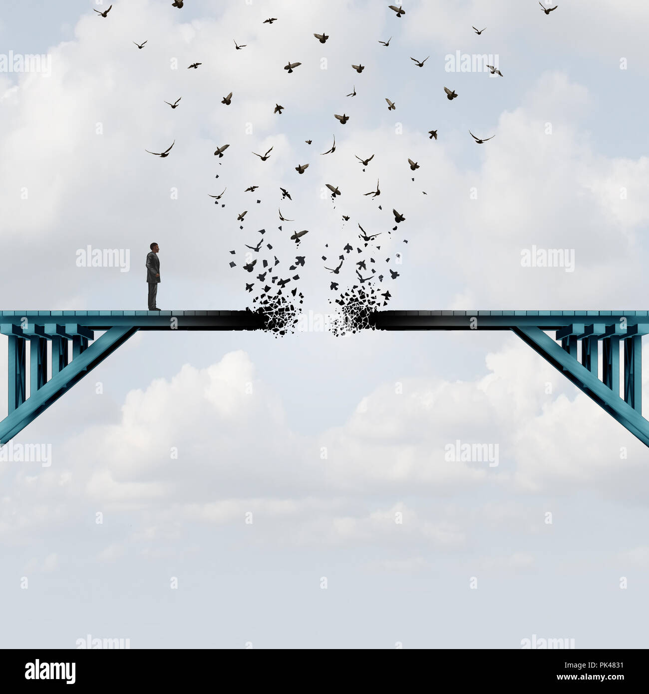 Lost opportunity as a businessman with a broken bridge as a business ...