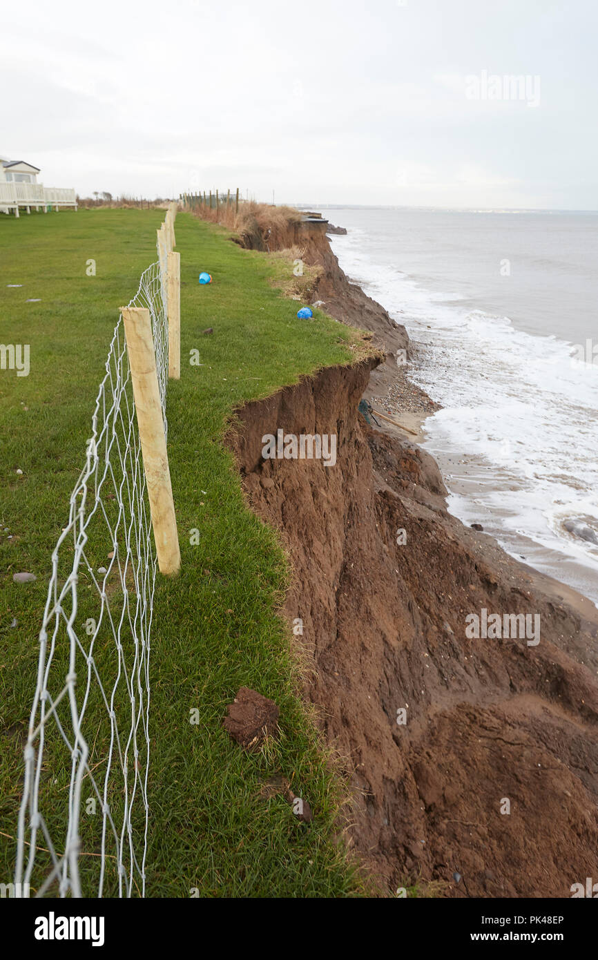Coastal Erosion cliffs, part of the Ulrome caravan site collapsing into ...