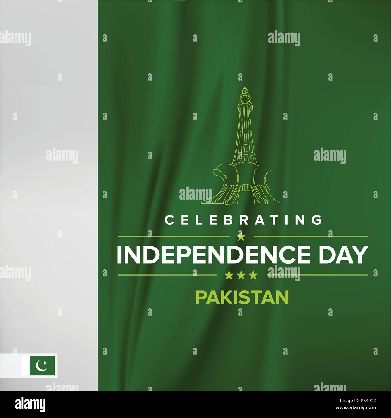 Paksitan Independence day card with green background vector Stock ...