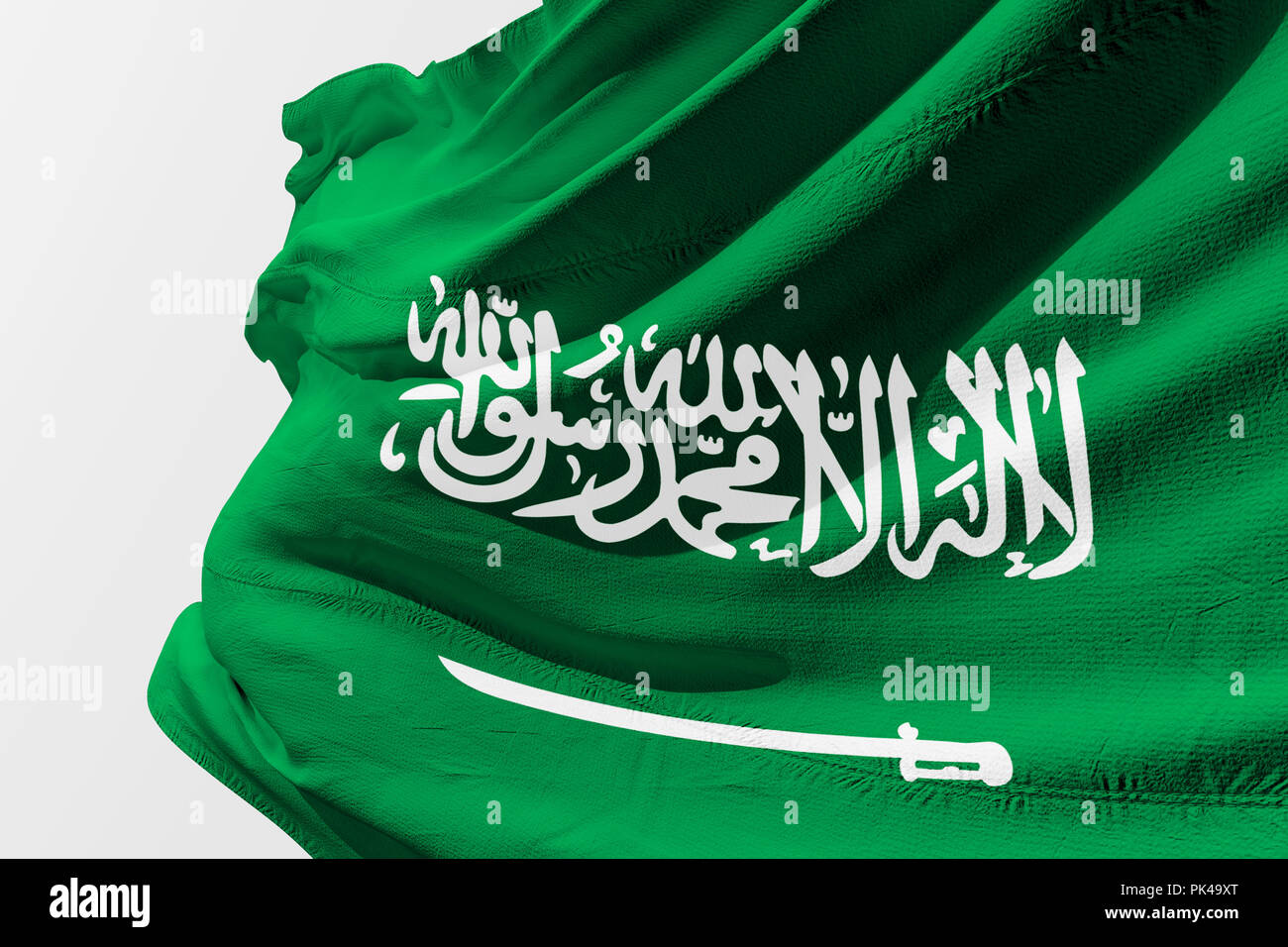 Isolated Saudi Arabia Flag waving 3d Realistic Saudi Arabian Flag ...