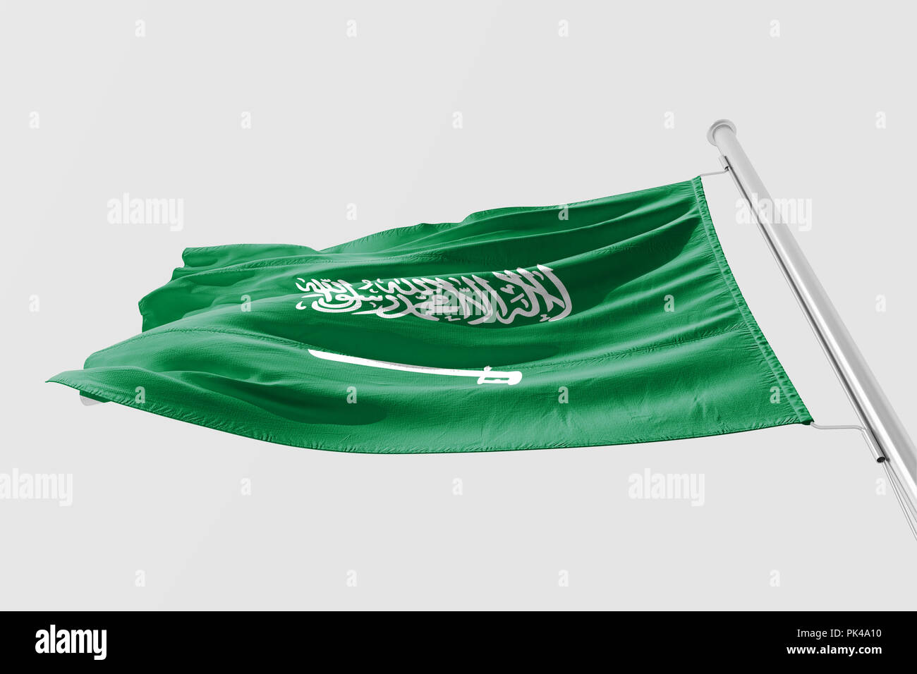 Isolated Saudi Arabia Flag waving 3d Realistic Saudi Arabian Flag ...