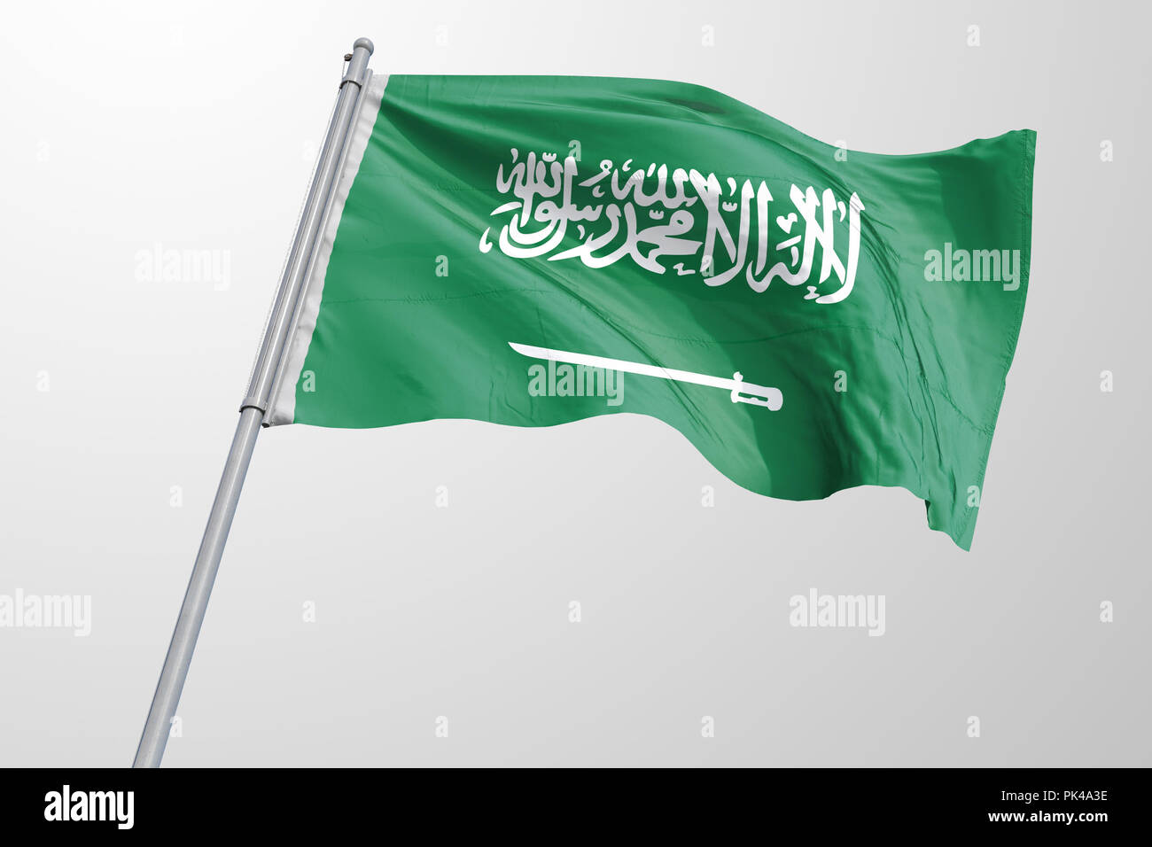 Isolated Saudi Arabia Flag waving 3d Realistic Saudi Arabian Flag ...
