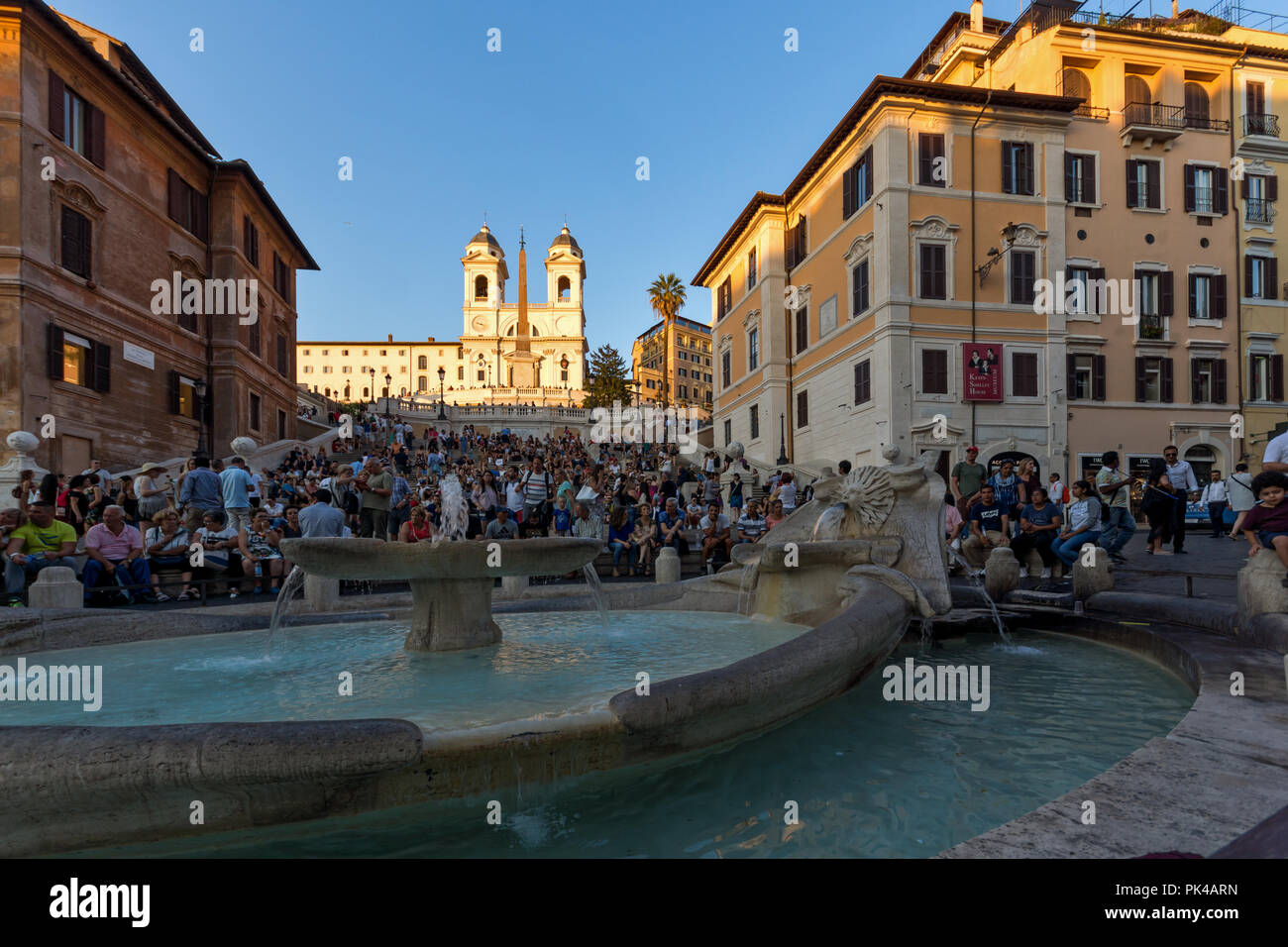 ROME, ITALY - JUNE 23, 2017: Amazing Sunset view of Spanish Steps and ...