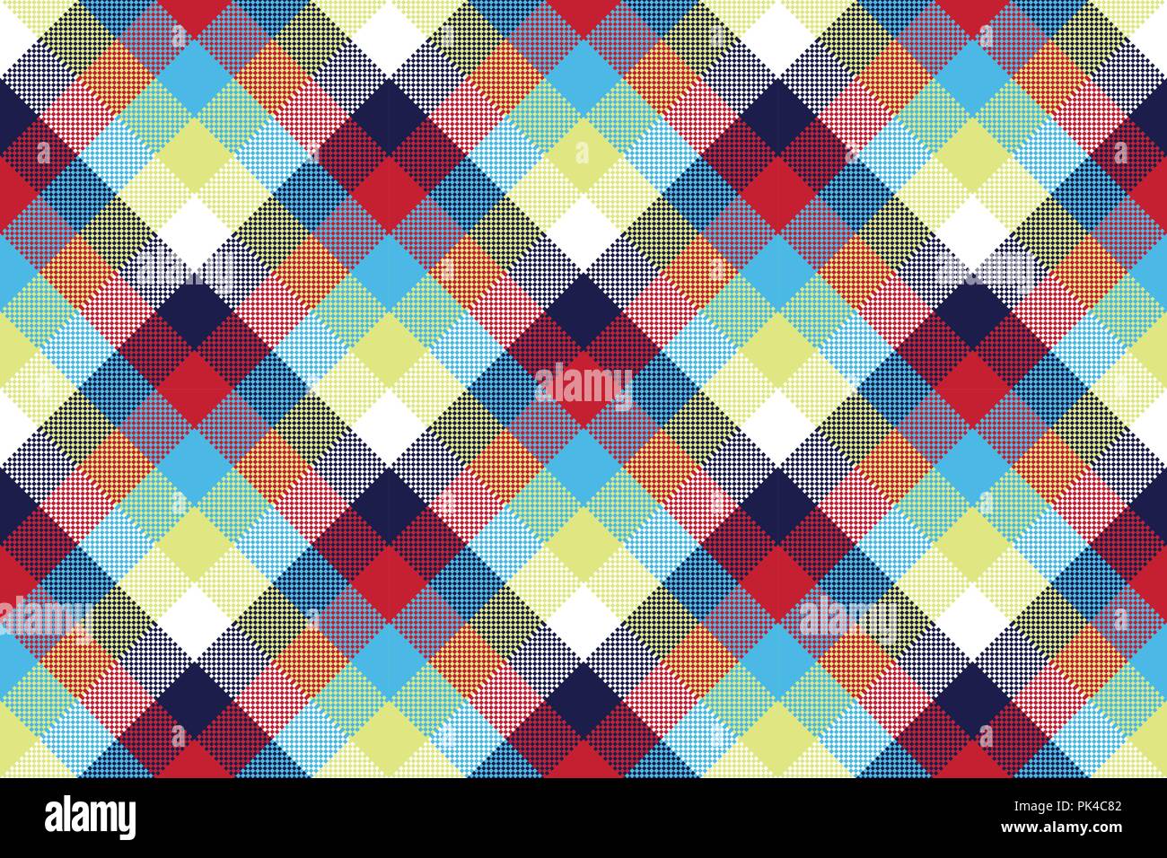 Colored check pixel tablecloth seamless pattern. Vector illustration ...