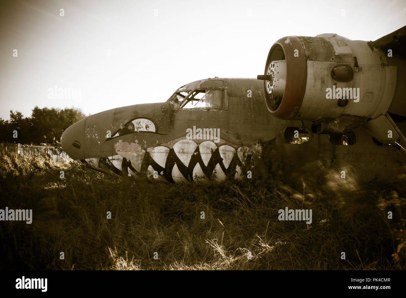 World War 2 plane abandoned at a disused airport in the UK Stock Photo ...