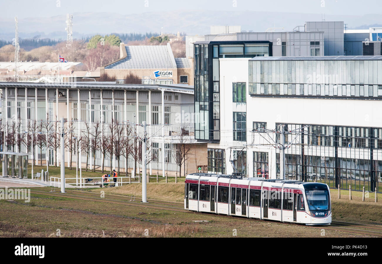 Trams, Edinburgh Park, Tram stop, Edinburgh Trams Stock Photo - Alamy