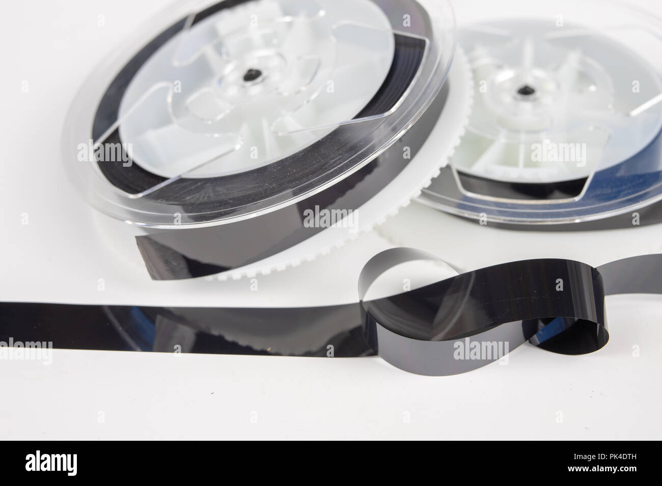 Old VHS cassette with unwound tape. Damaged data medium for old home ...