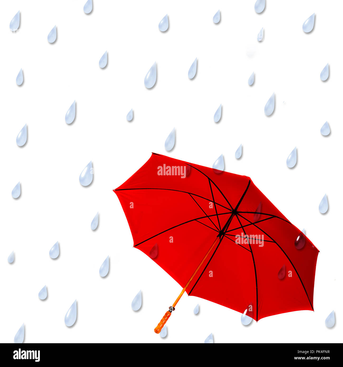 Colorful umbrellas at bottom of image in faux rainstorm. Concept image ...