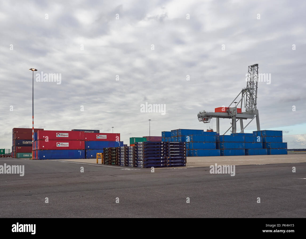 Shipping containers stacked containers ready for loading hi-res stock ...