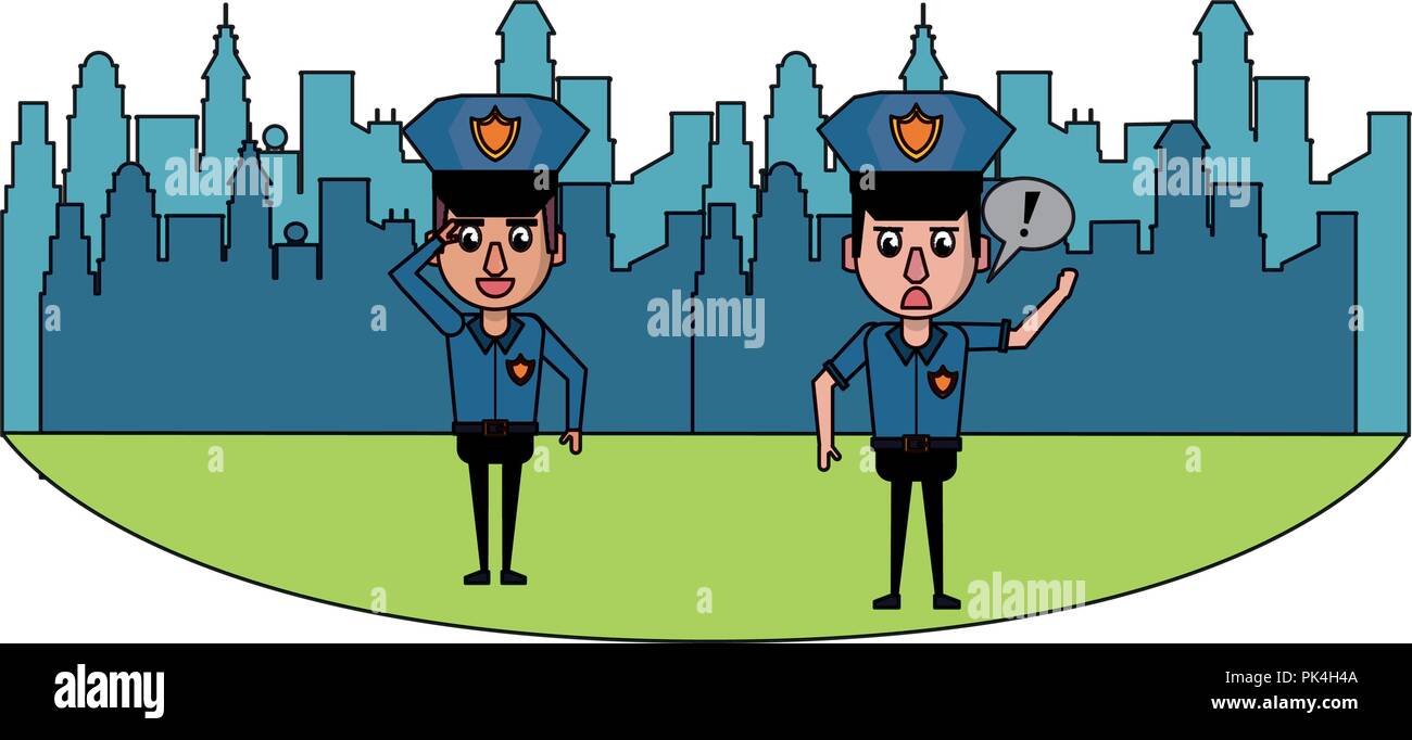 Cops in the city colorful Stock Vector Image & Art - Alamy