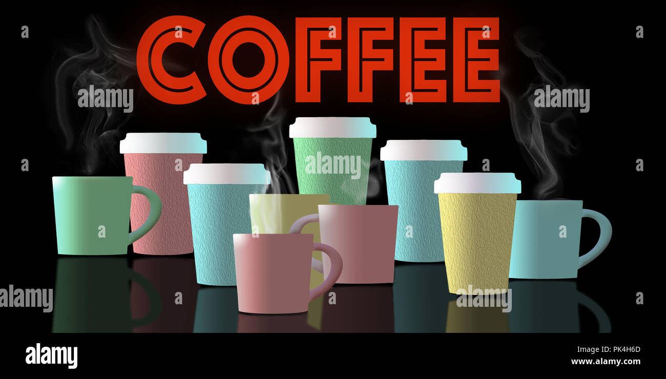 Coffee, a cup of coffee, is the subject of this illustration. Coffee ...