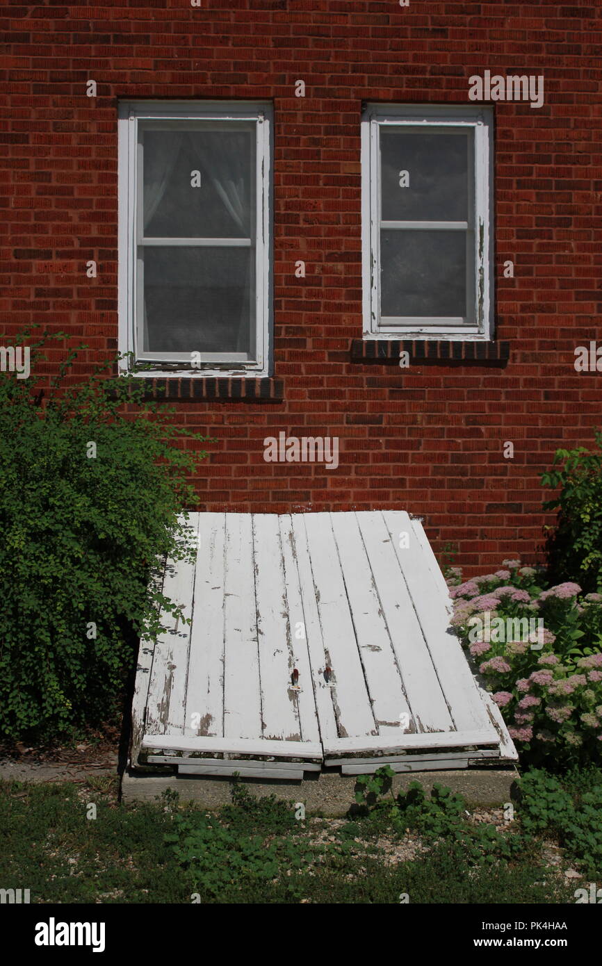 Closed basement root cellar doors Stock Photo - Alamy
