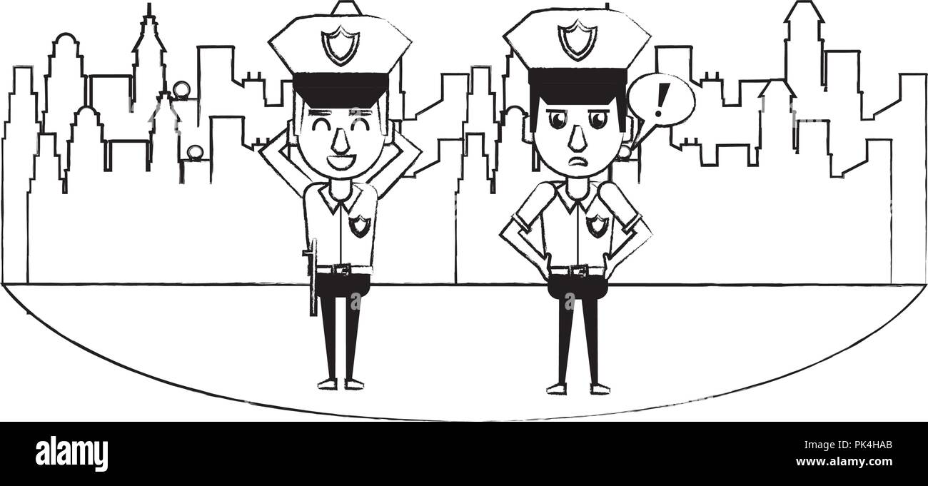 Cops in the city sketch Stock Vector Image & Art - Alamy