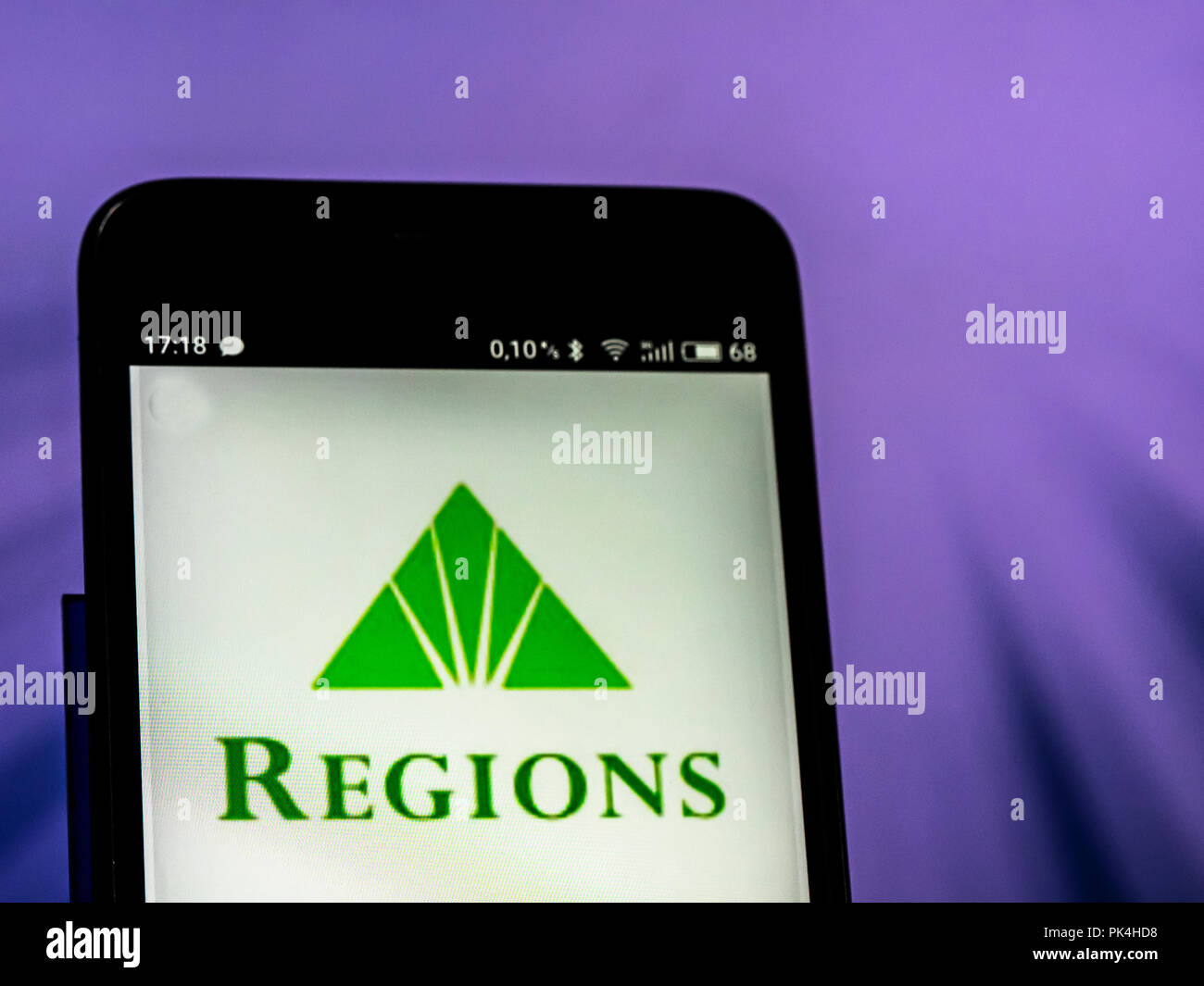 Regions Financial Corporation logo seen displayed on a smart phone ...