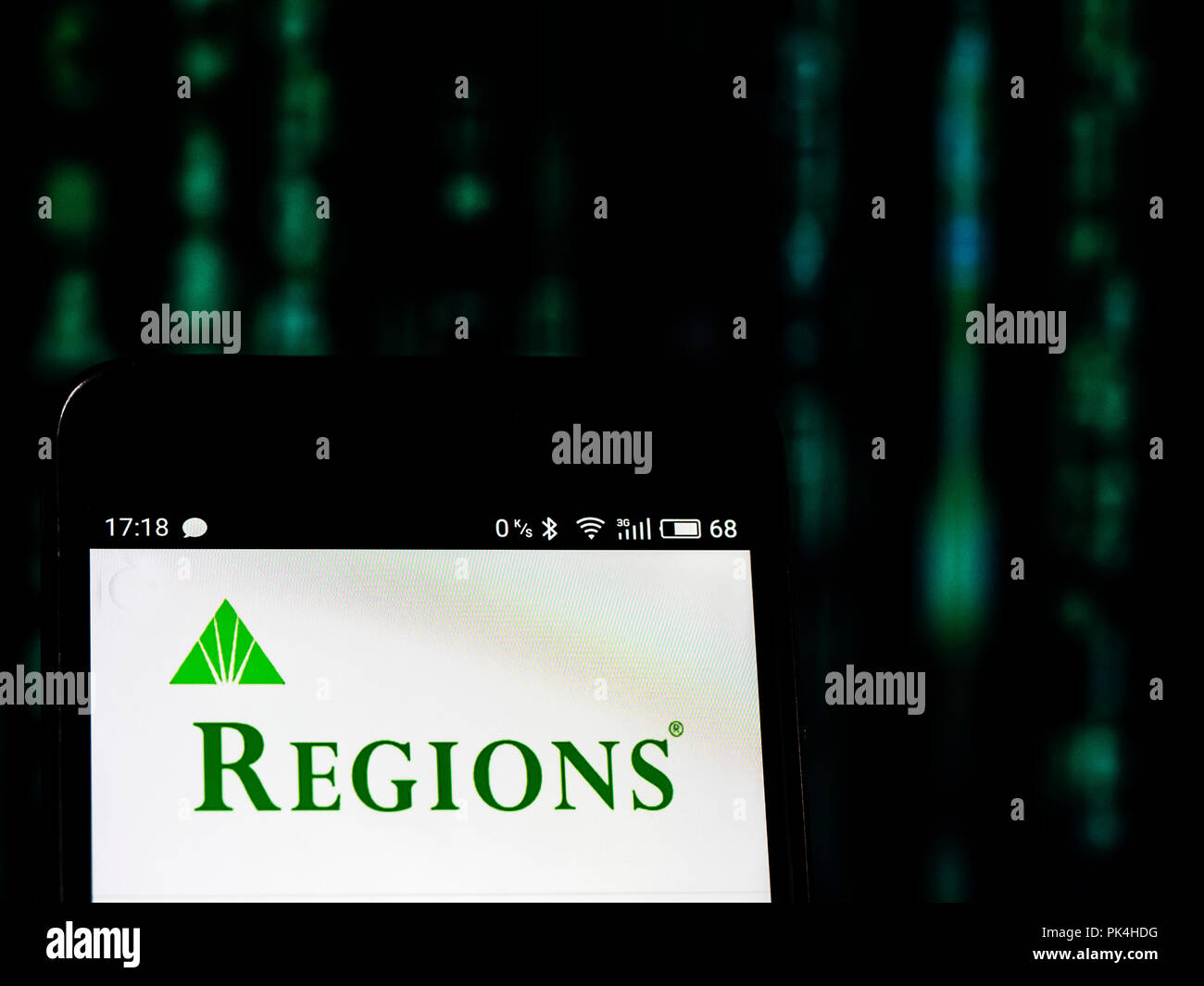 Regions Financial Corporation logo seen displayed on a smart phone ...