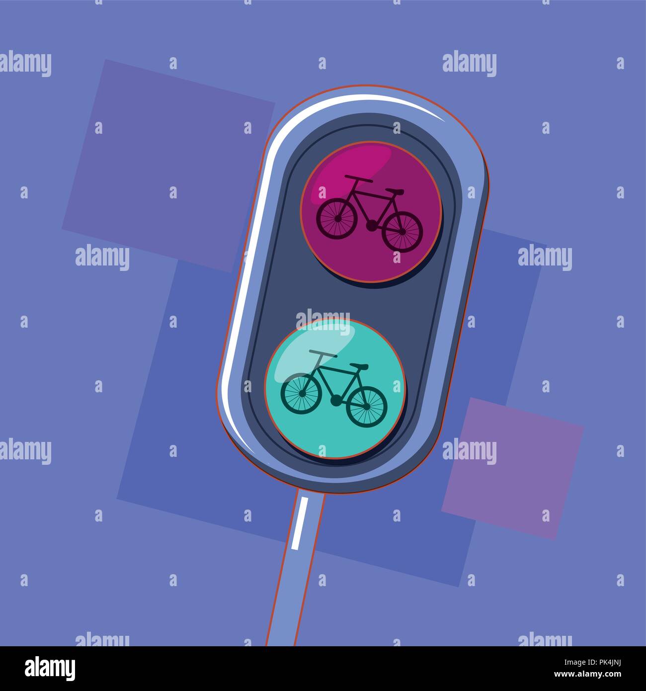 bicycle traffic light over purple background, colorful design. vector ...