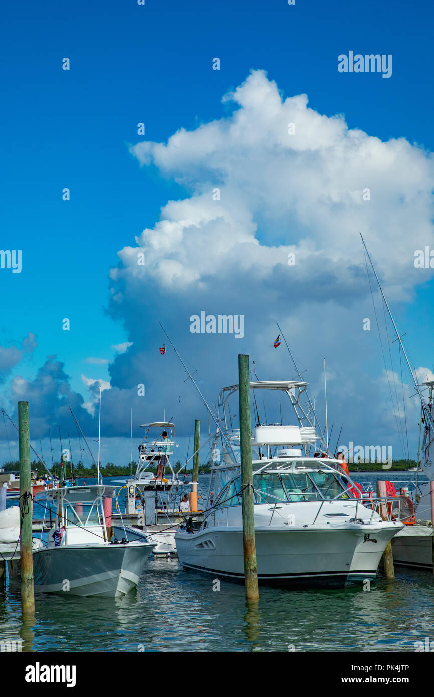 Marina dock at Rosie’s Place in Grand Cay Abacos Bahamas Stock Photo ...