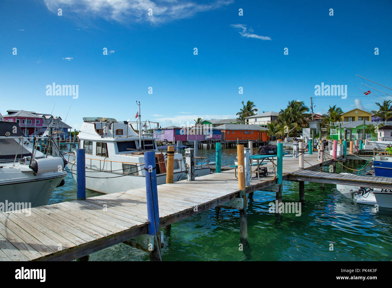 Marina dock at Rosie’s Place in Grand Cay Abacos Bahamas Stock Photo ...