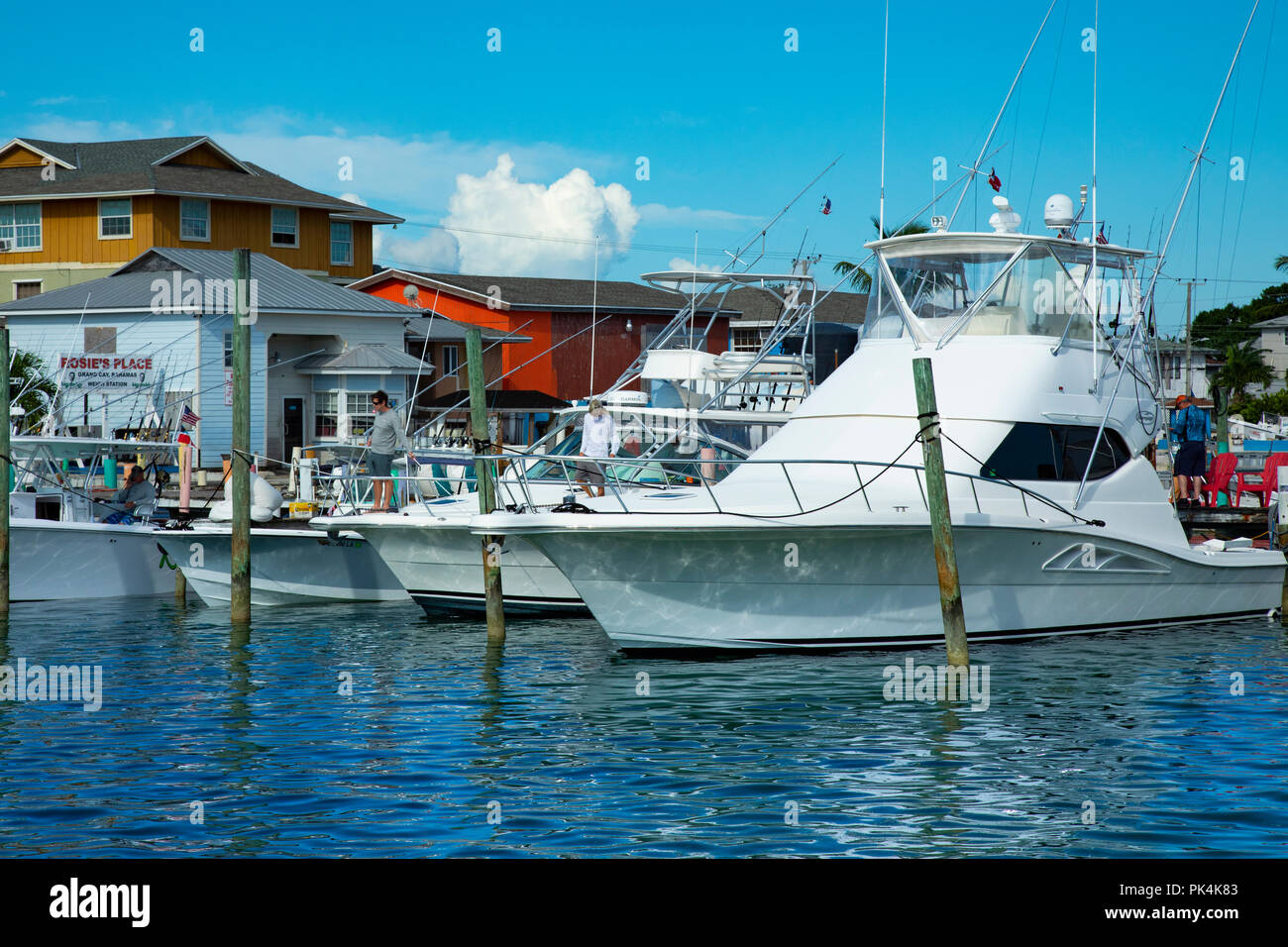 Marina dock at Rosie’s Place in Grand Cay Abacos Bahamas Stock Photo ...