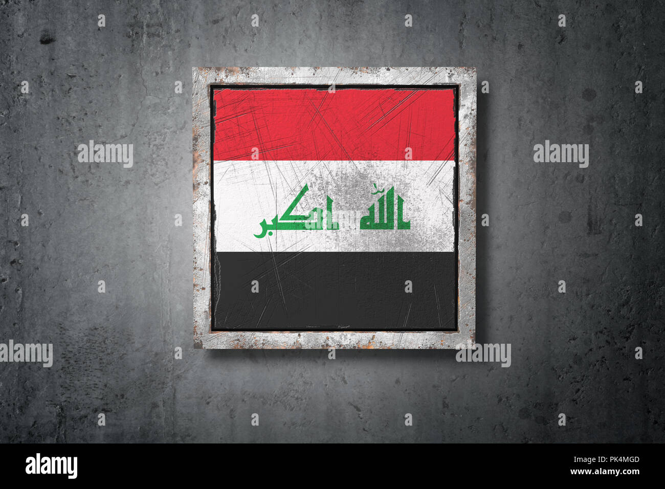 3d rendering of an old Iraq flag in a concrete wall Stock Photo - Alamy
