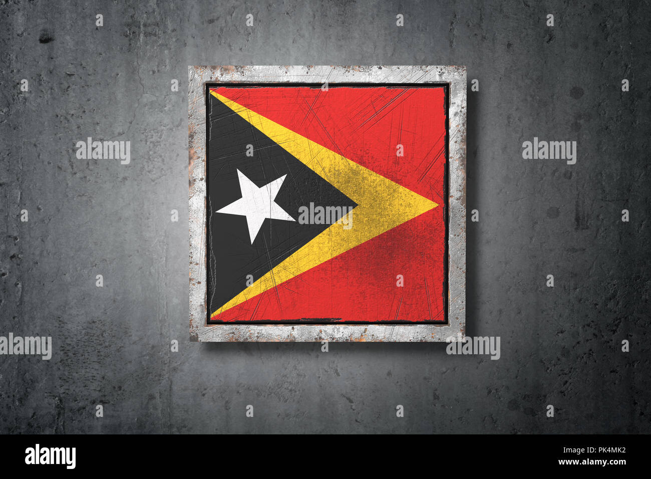 3d rendering of an old Timor-Leste flag in a concrete wall Stock Photo ...