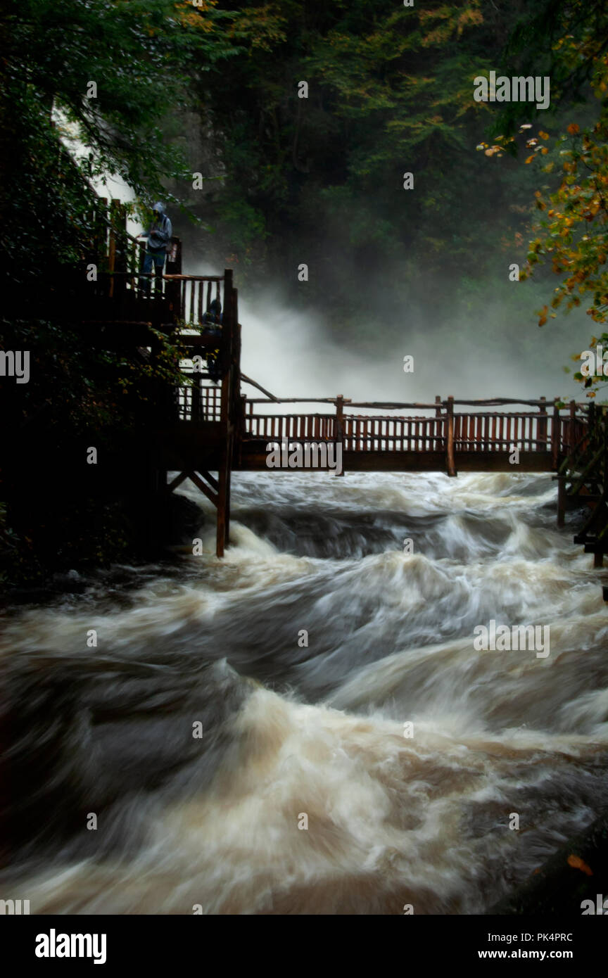 Bushkill Falls at flood stage during late autumn storms in Pocono ...