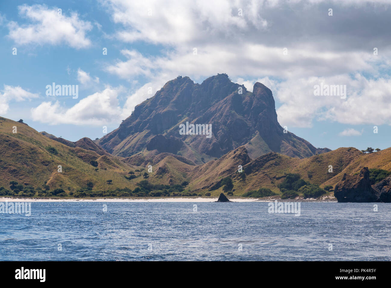 Scenic mountain on Pulau Padar island in the Komodo National Park Stock ...